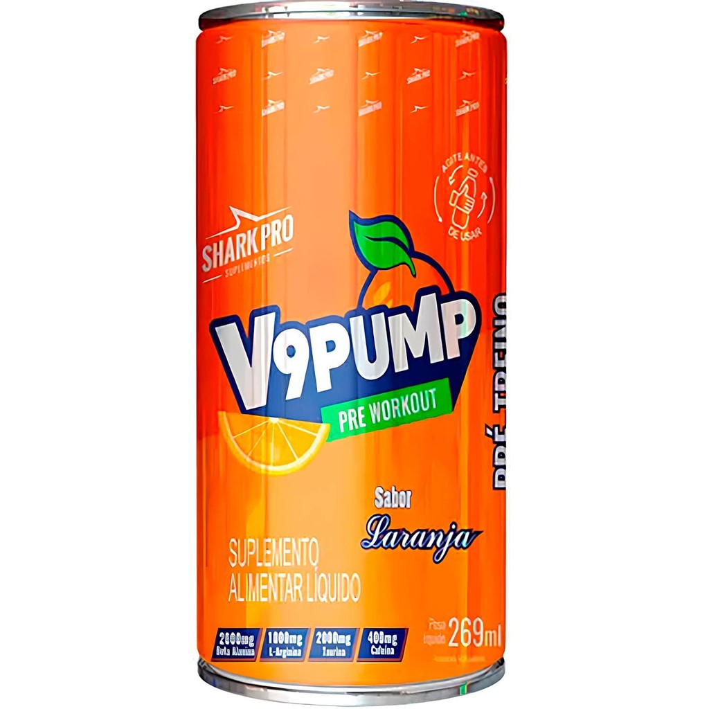 PRE TREINO V9 DRINK SHARK PRO 269ML SABOR: LARANJA | Shopee Brasil