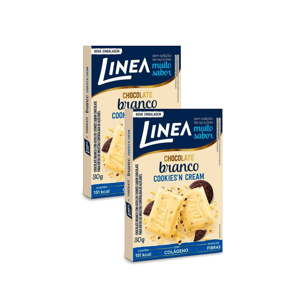 Kit 2 Chocolate Branco Linea Cookies'n Cream 30g | Shopee Brasil