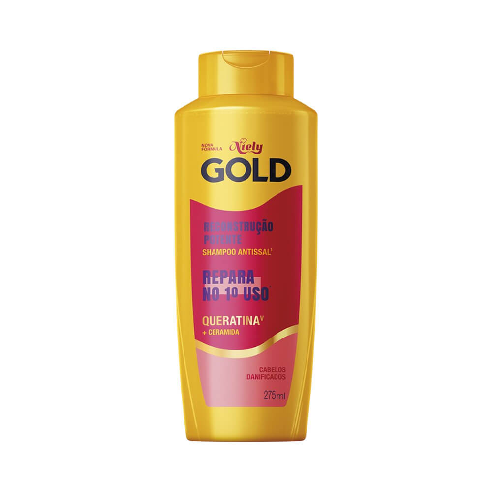 Shampoo Niely Gold Reconstrução Potente Queratina 275ml | Shopee Brasil