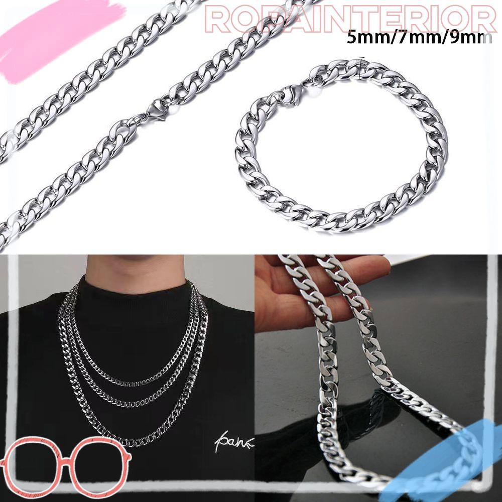 ROPAINTERIOR 5/7/9/MM Corrente Cubana Ouro Prata Punk Gótico Moda Elo ...