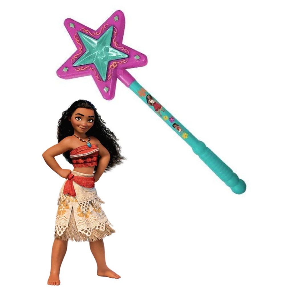 Brinquedo Infantil Vara Varinha Mágica Rosa e Verde Frozen Moana 2 Com ...