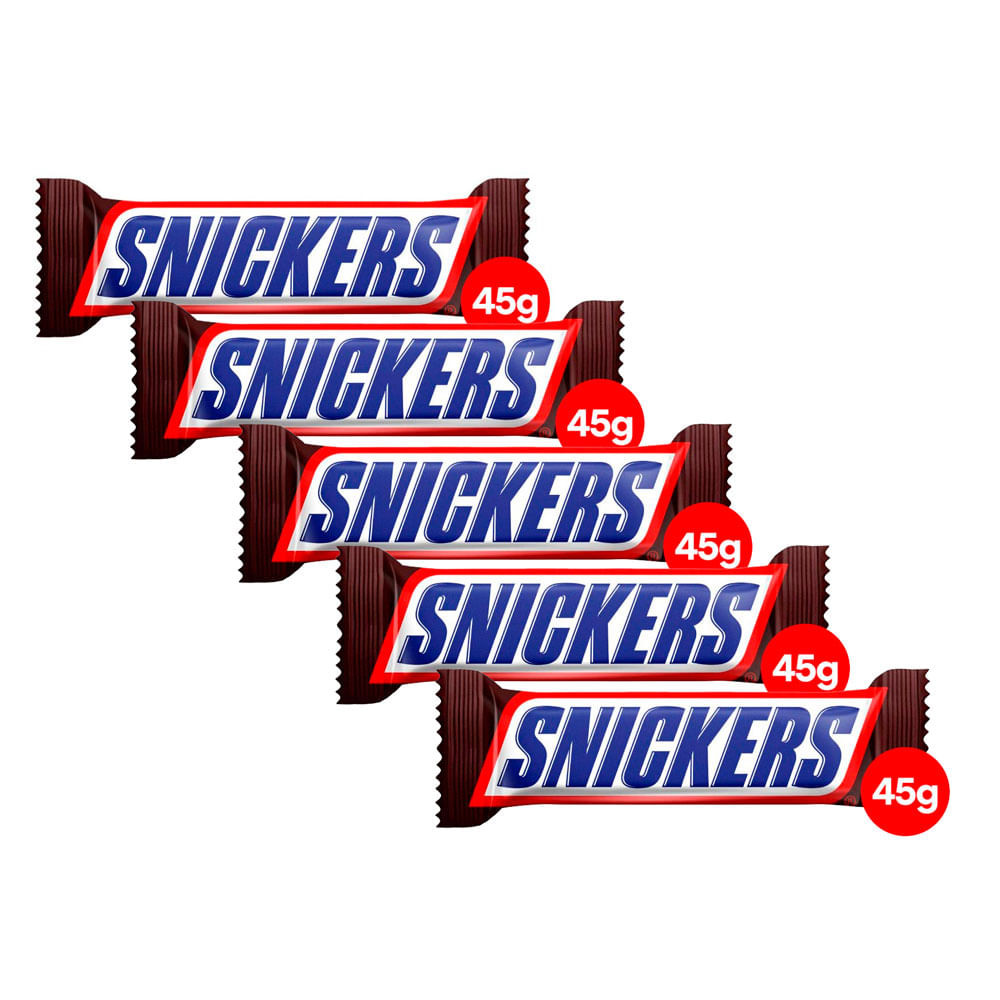 Kit 5 Chocolate Snickers Original 45g | Shopee Brasil