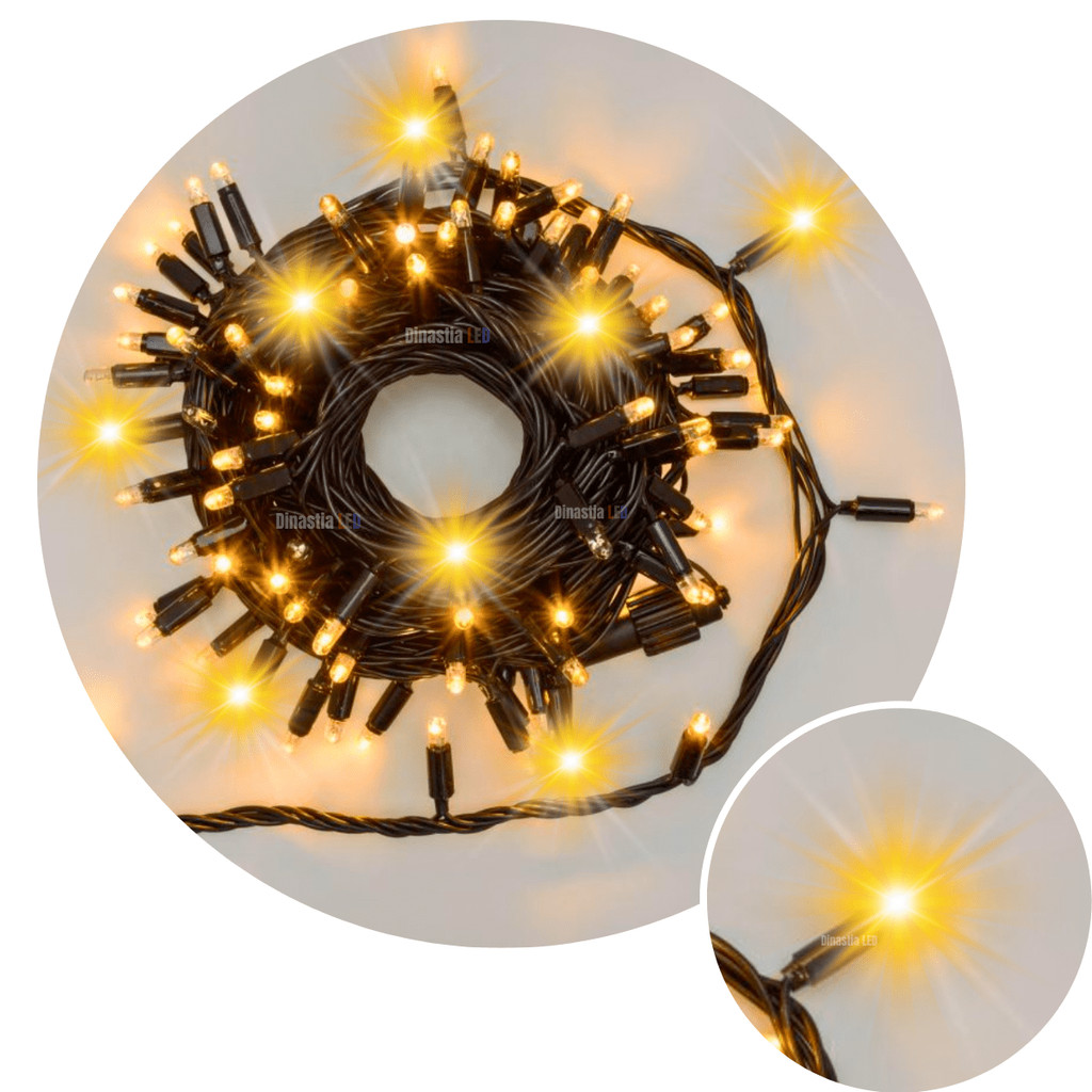 Cordão LED Strobo 10m 100 LEDs (80 Fixo + 20 Strobo) Conexão Macho Fêmea Natal Arvore pisca ...