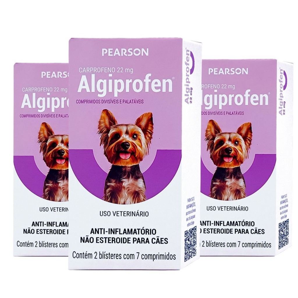 3 Algiprofen Anti-inflamatório 22mg Cães até 5Kg Pearson - 42 ...