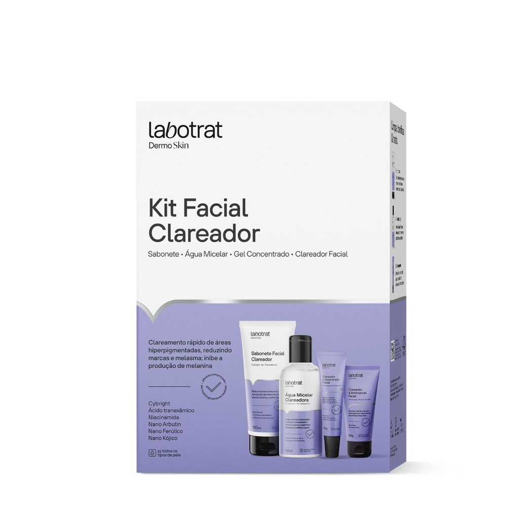 Kit Facial Clareador Labotrat Dermo Skin — 4 passos (Limpeza + Tônico ...