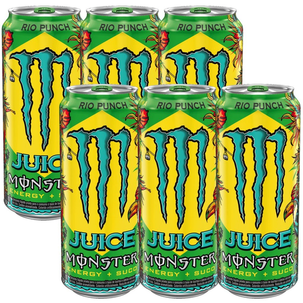 Pack 6un Energético Monster Energy 473ml Rio Punch Lata Brasil Juice ...
