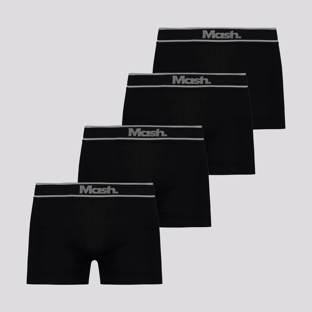 Kit 4 Cuecas Boxer Mash Sem Costura Preta | Shopee Brasil