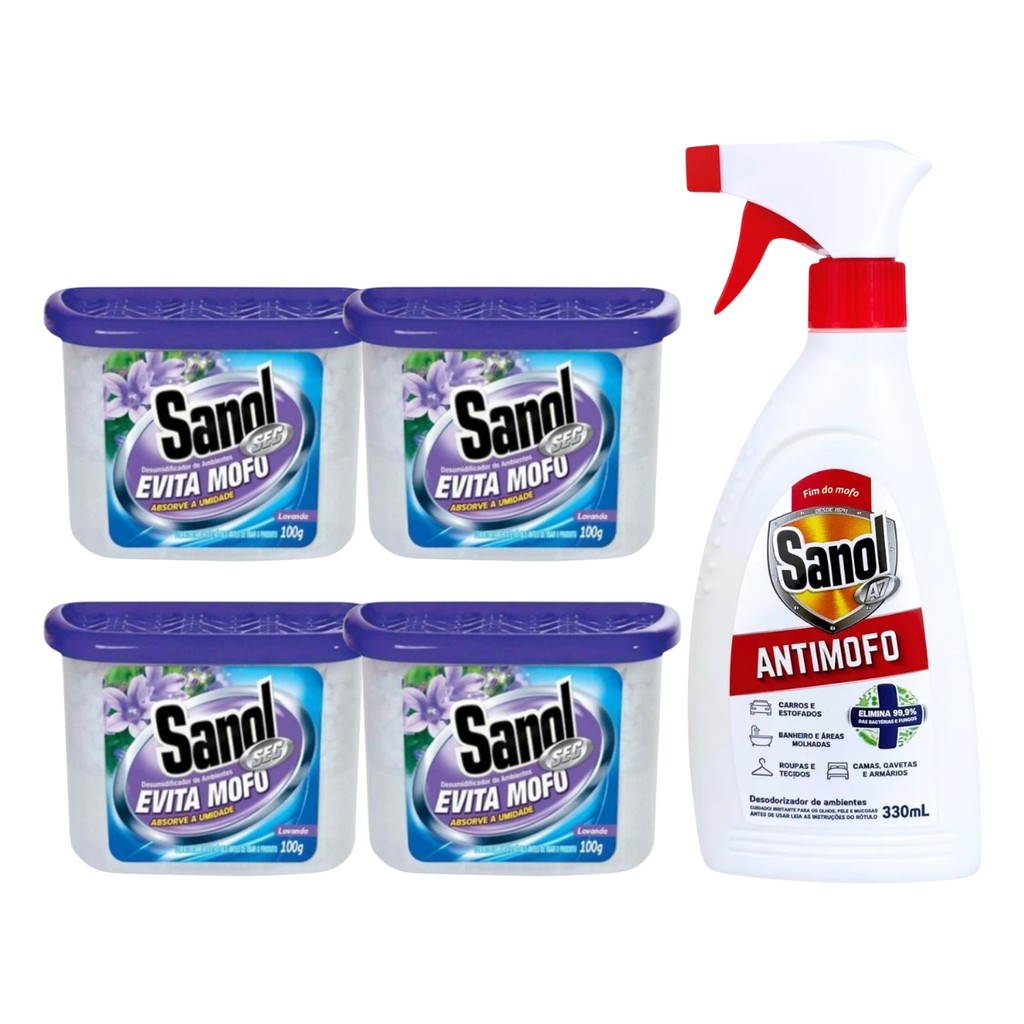Kit AntiMofo Total Sanol Anti Mofo 330ml Remove Mofo, Bolor e Odor de ...
