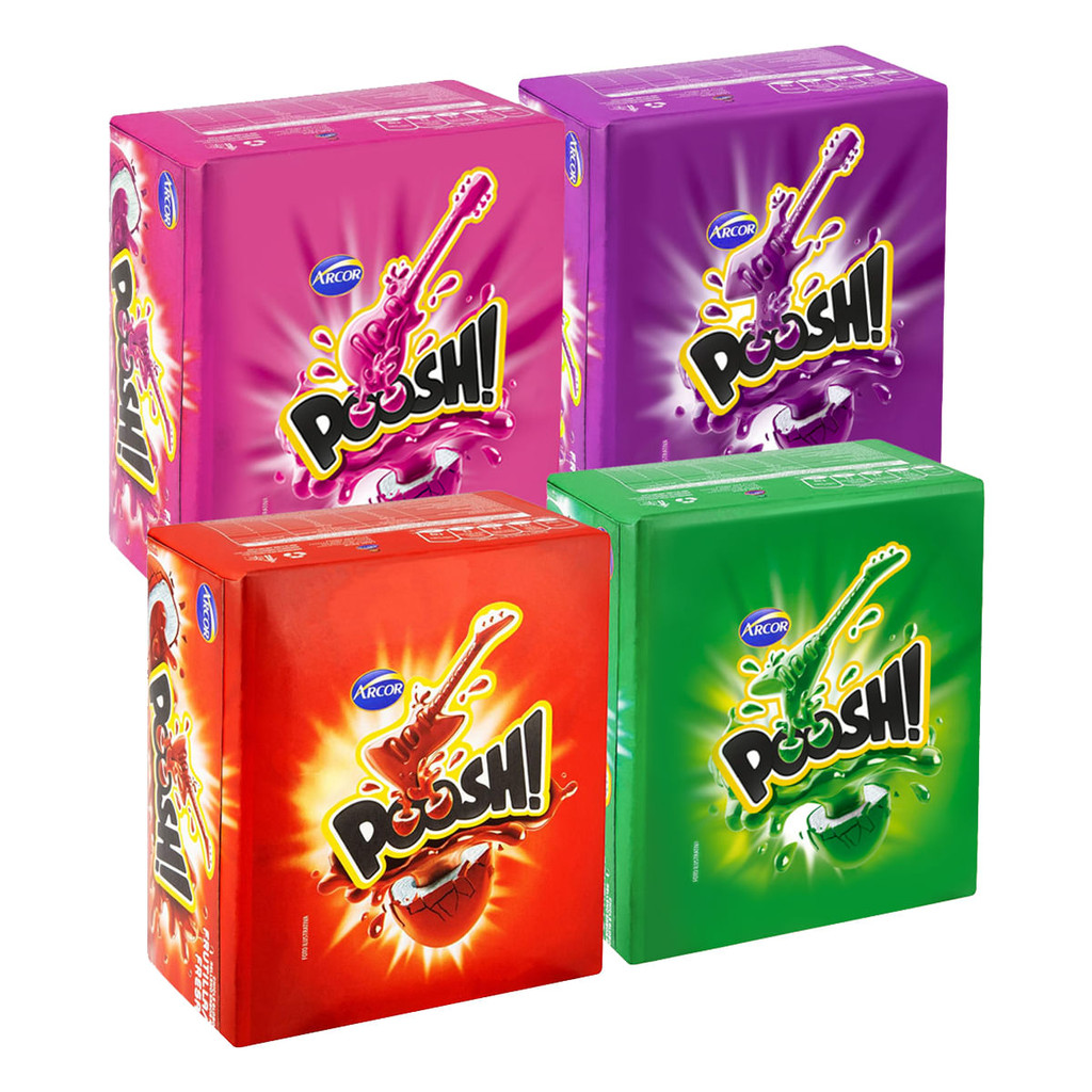 Kit 4 Caixas Chiclete Poosh Sabores Hortelã, Morango, Tutti-Frutti e ...