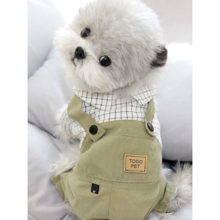 Puppy Overalls Dog Shirt Autumn Clothes Teddy Law Fighting Bichon Small ...