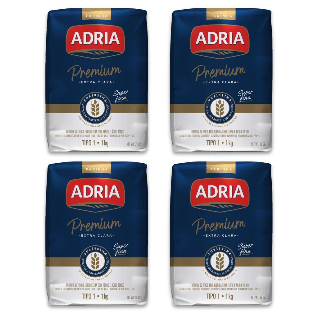 Kit 4un Farinha de Trigo 1kg Extra Clara Adria Premium | Shopee Brasil