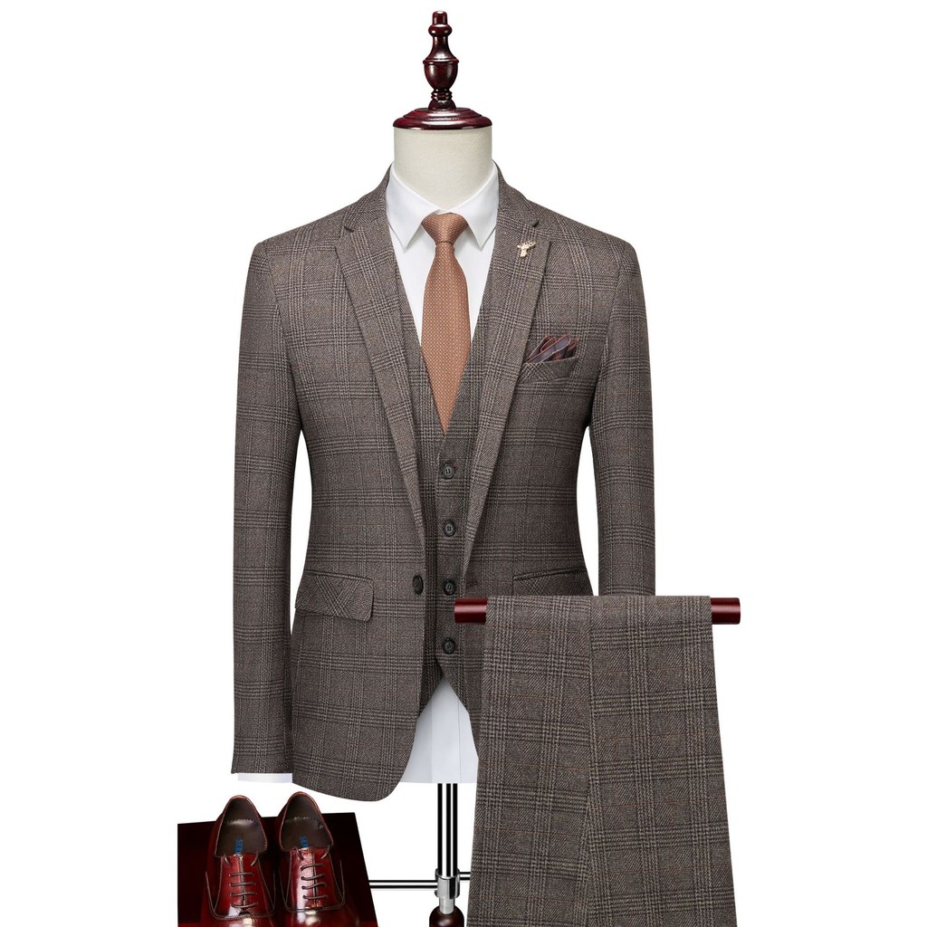 2024 Conjunto De Terno Xadrez Para Homens Noivo De Casamento Roupa ...