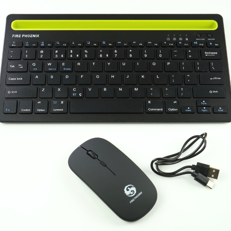 Kit Sem Fio Fire Phoenix BK-8089 Teclado e Mouse Bluetooth com Conexão ...