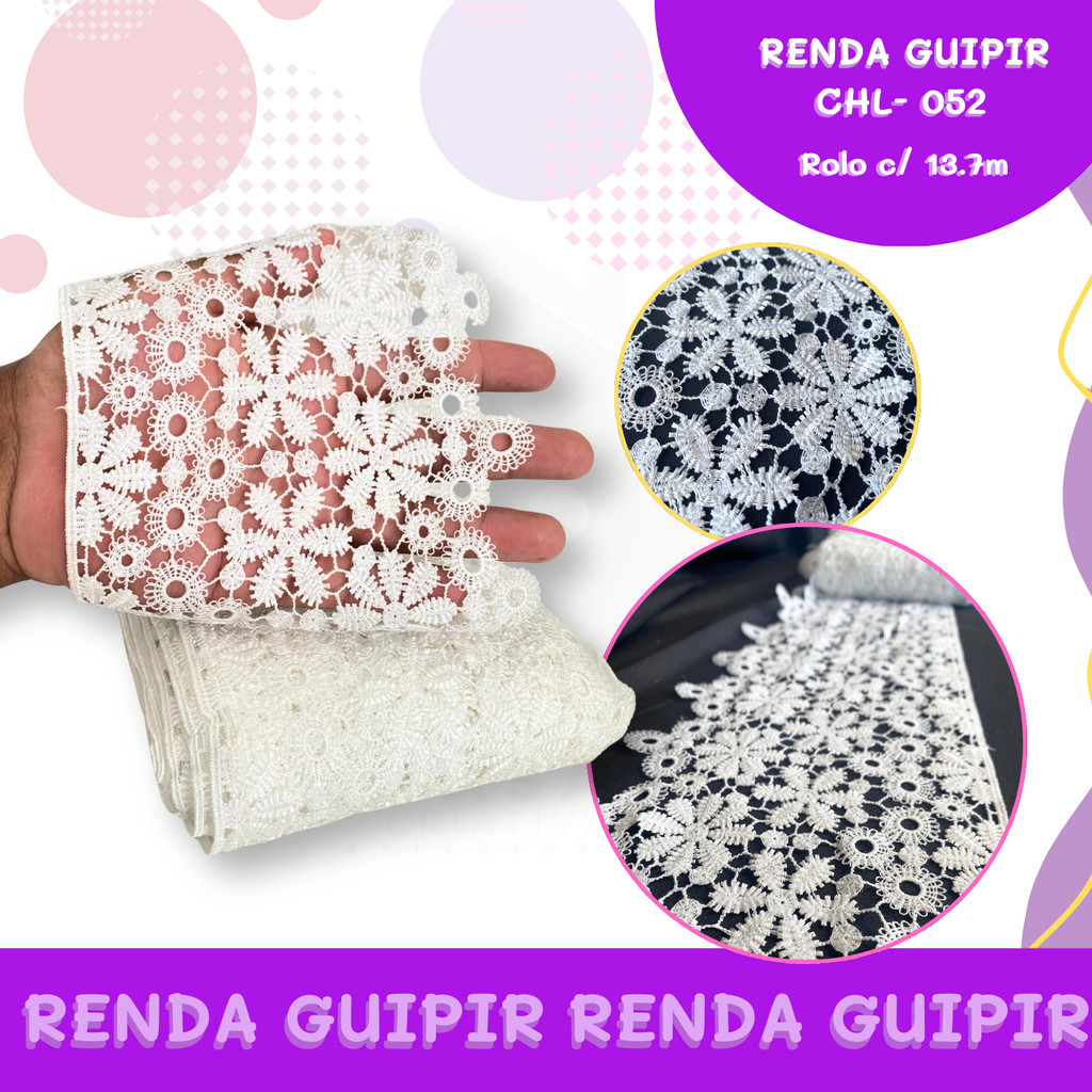 Renda Guipir CHL-052 15.0 Cm - Rolo C/13.7 Metros Cor: Branco Cru ...