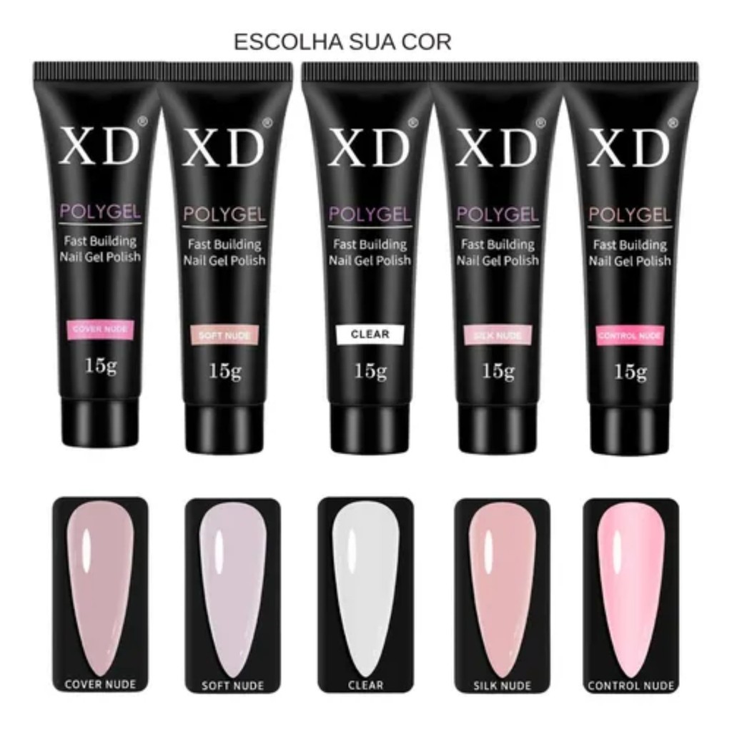 Polygel XD Nude LED UV Profissional 15g F1 Alongamento Unhas de Gel ...