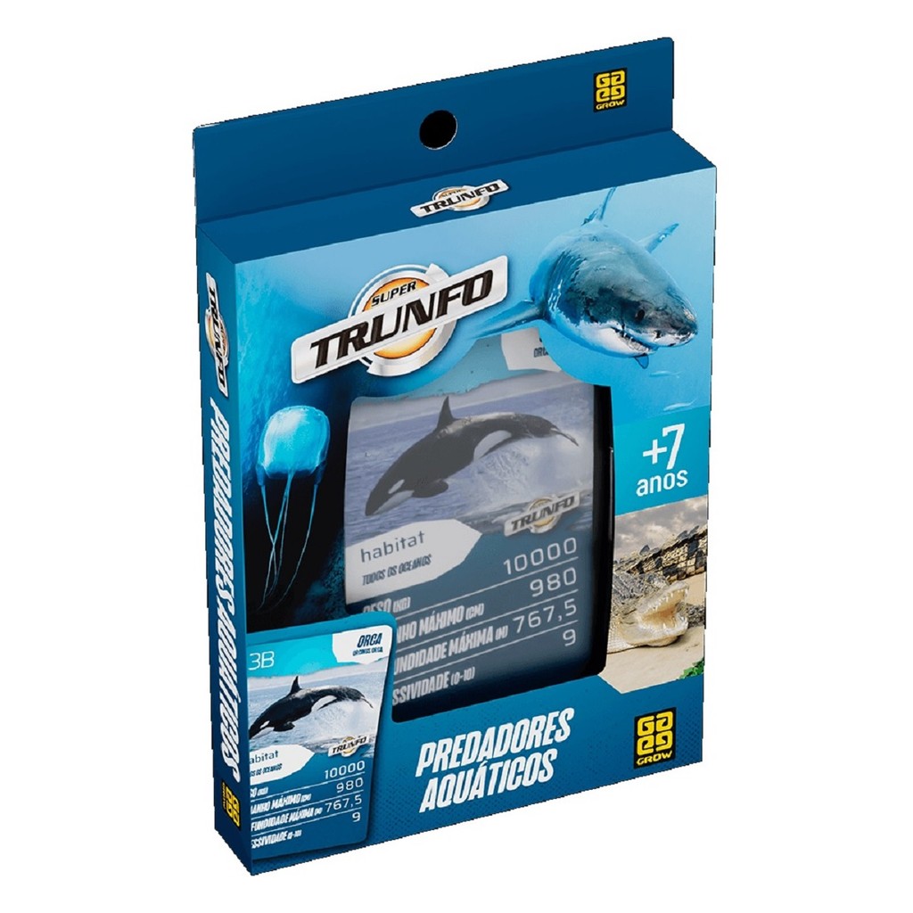 JOGO CARTAS SUPER TRUNFO PREDADORES AQUATICOS GROW 04361 | Shopee Brasil