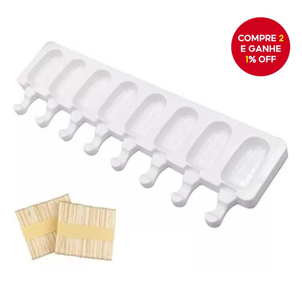 Forma de Sorvete Tipo Picolé em Silicone Flexível com 8 Partes e 50 ...