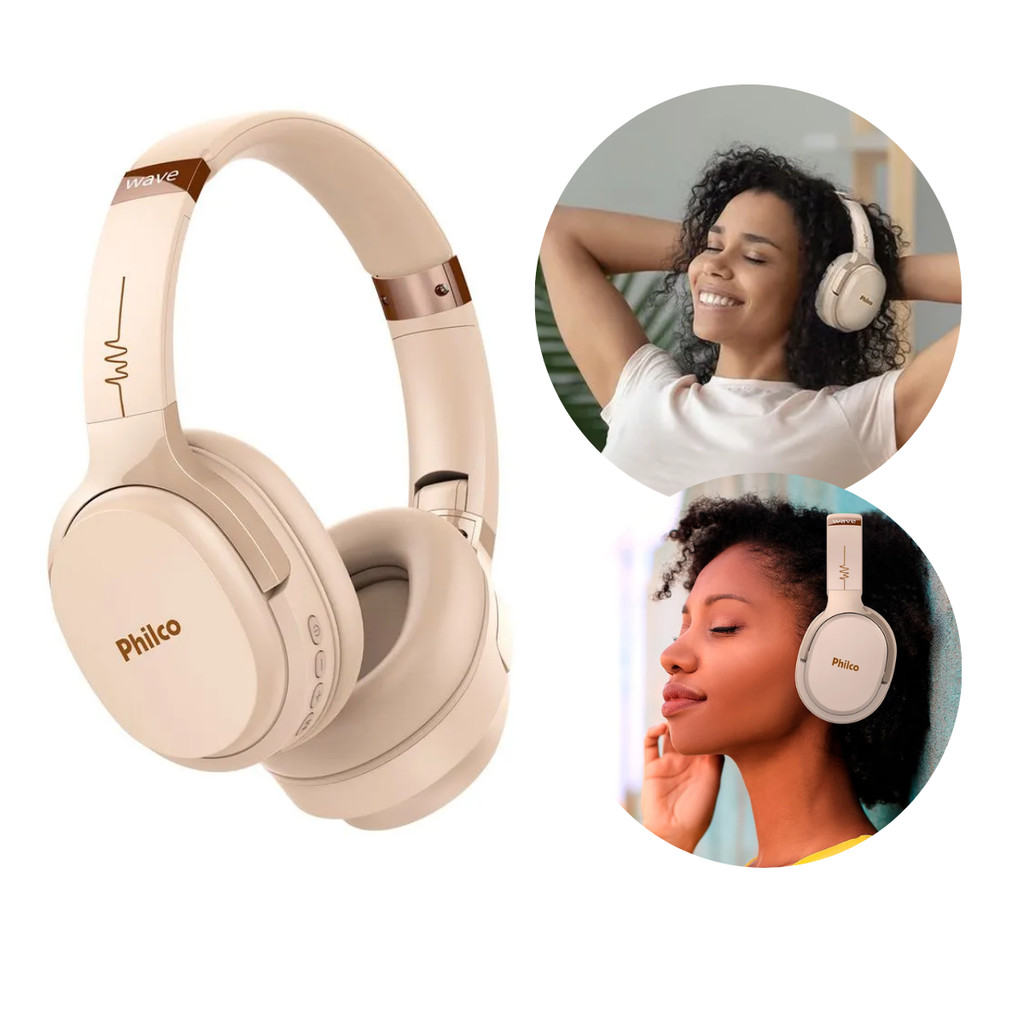 Fone de Ouvido Bluetooth Sem Fio Bege Philco PFO01BTG Wave | Shopee Brasil