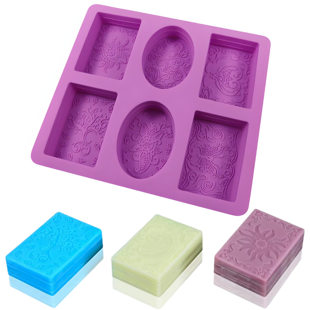 Forma de Silicone para Fazer Sabonete 90g Forma Oval e Retangular B1RI ...