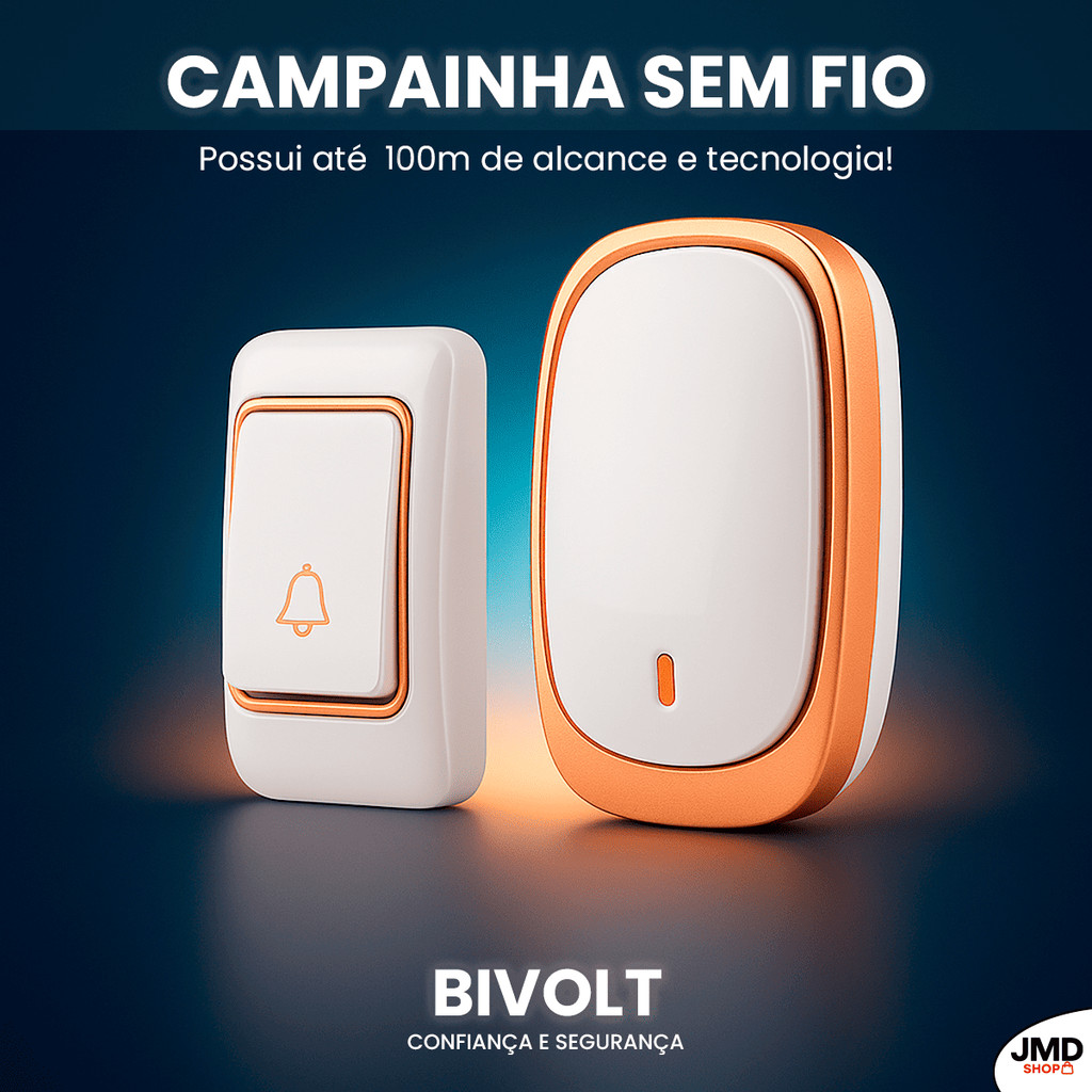 Campainha Residencial Wireless Sem Fio Resistente Água 100 Metros ...