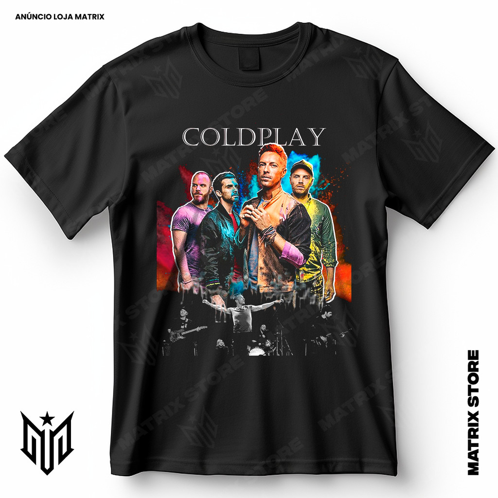 Camisa Banda Coldplay Pop rock Blusa Camiseta de Rock 100% Algodão ...