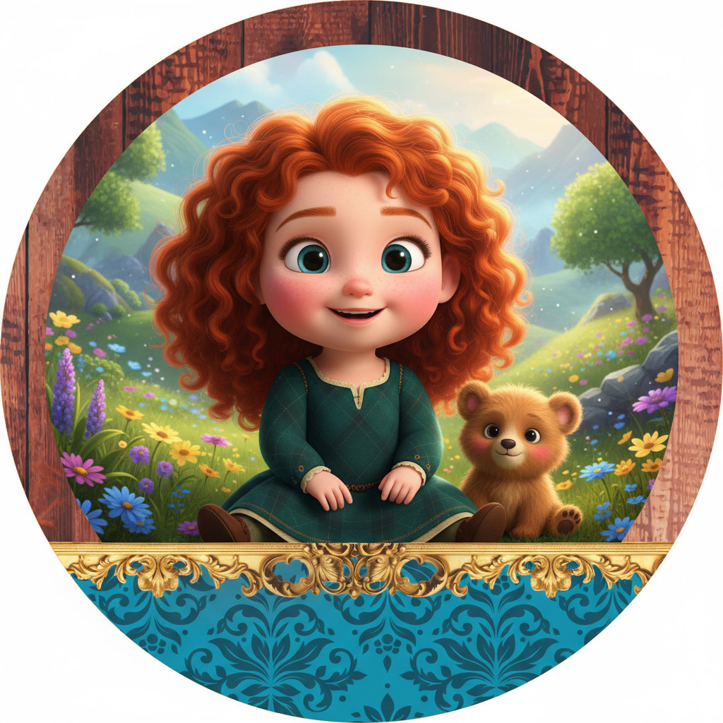 Painel Redondo Princesa Merida | Baby Cute Valente | Festa Infantil ...