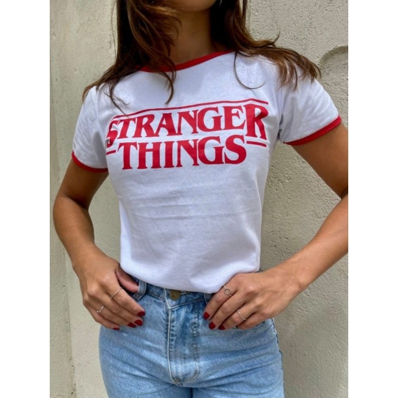 Camiseta Feminina Stranger Things Anos 80 100% Algodão | Shopee Brasil