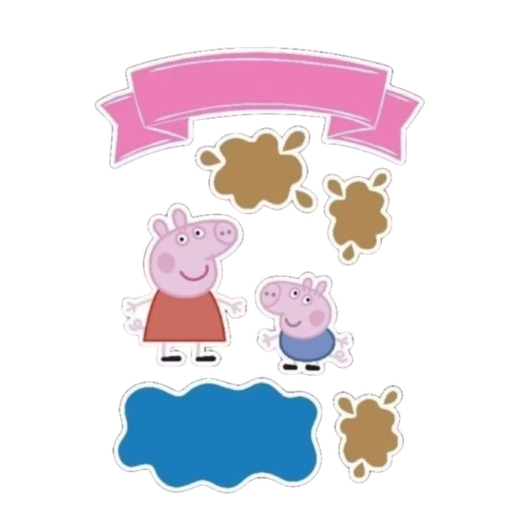 Topo Topper de Bolo Peppa Pig Pepa George Jorge Personalizado Nome ...