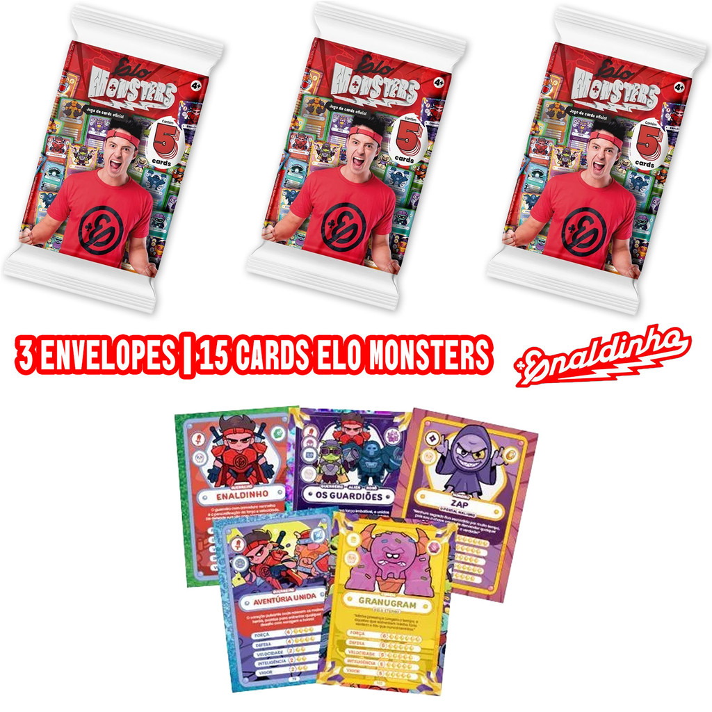 Kit 3 Flow Pack Enaldinho - 15 Cartas Cards Elo Monsters Sortidos ...