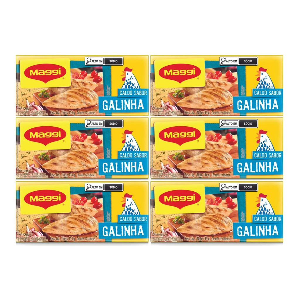 Kit C/6 Tempero Caldo De Galinha 12 Tablets 114g Maggi | Shopee Brasil