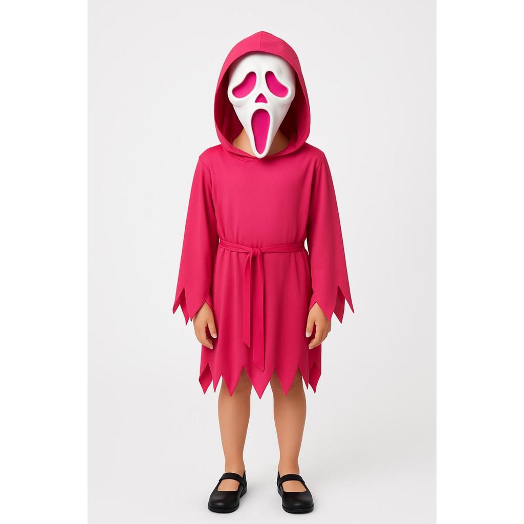 Fantasia Infantil Pânico Halloween Rosa Com Capuz E Máscara | Shopee Brasil