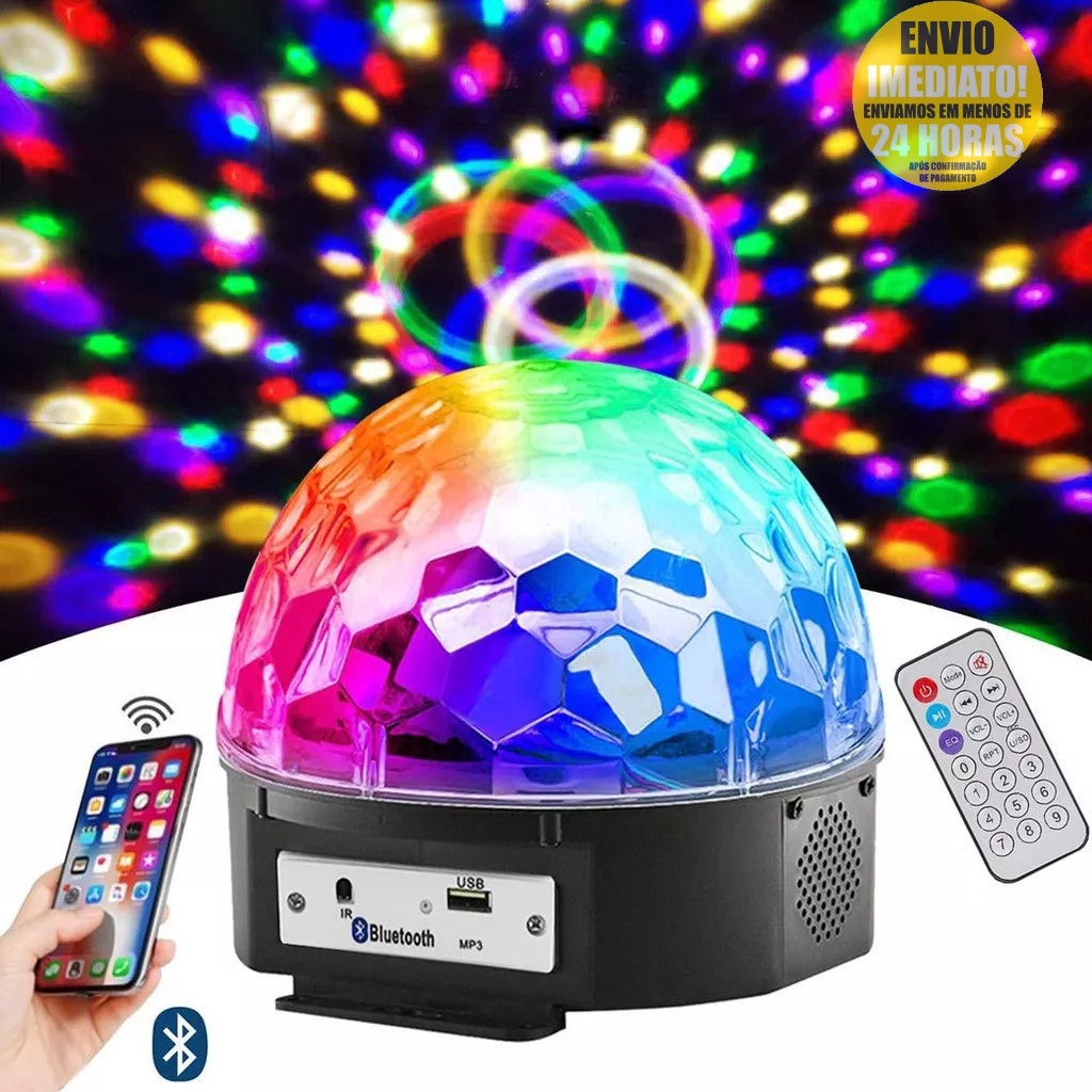 Bola Maluca Led Globo De Luz Colorida 50W Rgb Cristal ML-7001 | Shopee ...