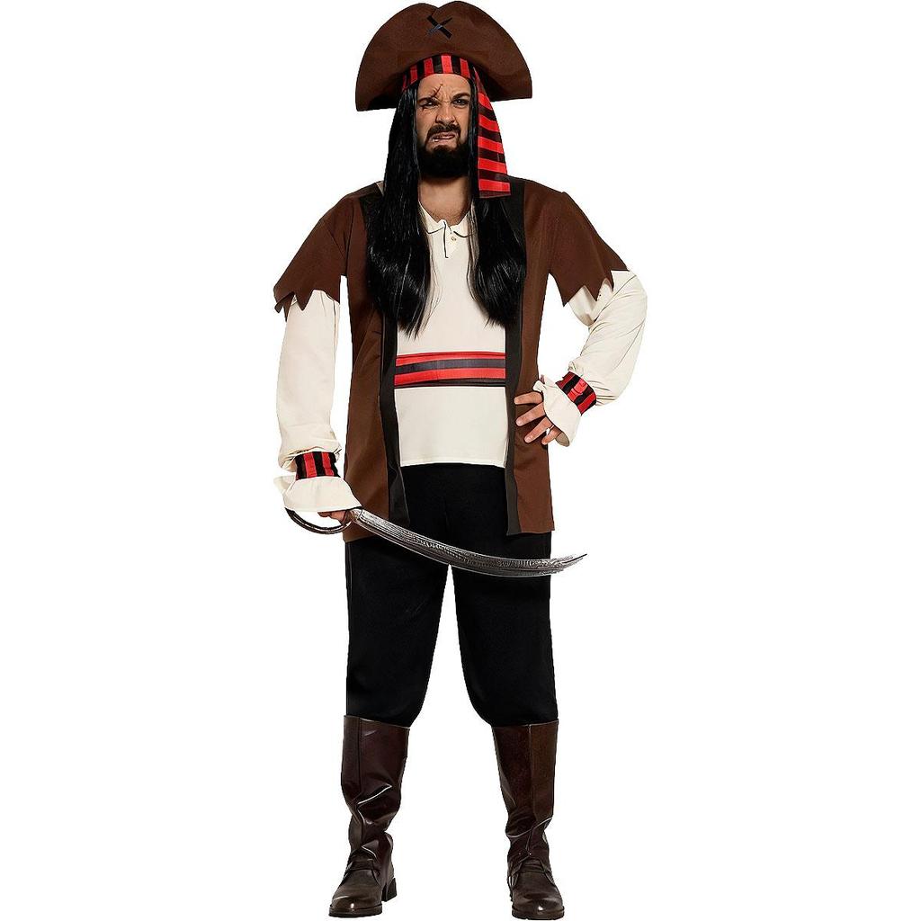 Fantasia Plus Size Masculina Roupa de Pirata Cosplay Halloween Festa e ...
