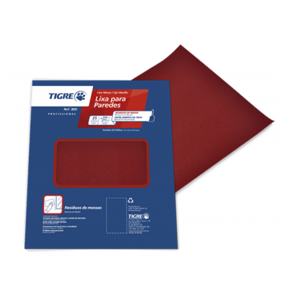 Kit Com 25 Lixa Parede Tigre Ref.800 Grão P150 | Shopee Brasil