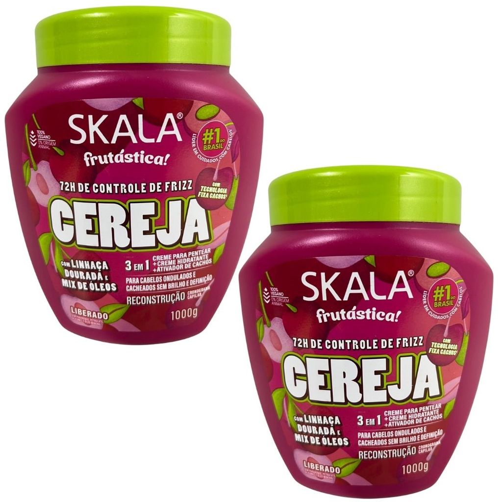 Kit Skala Creme Pote 01 kg Cereja 3 em 1 02 Und | Shopee Brasil