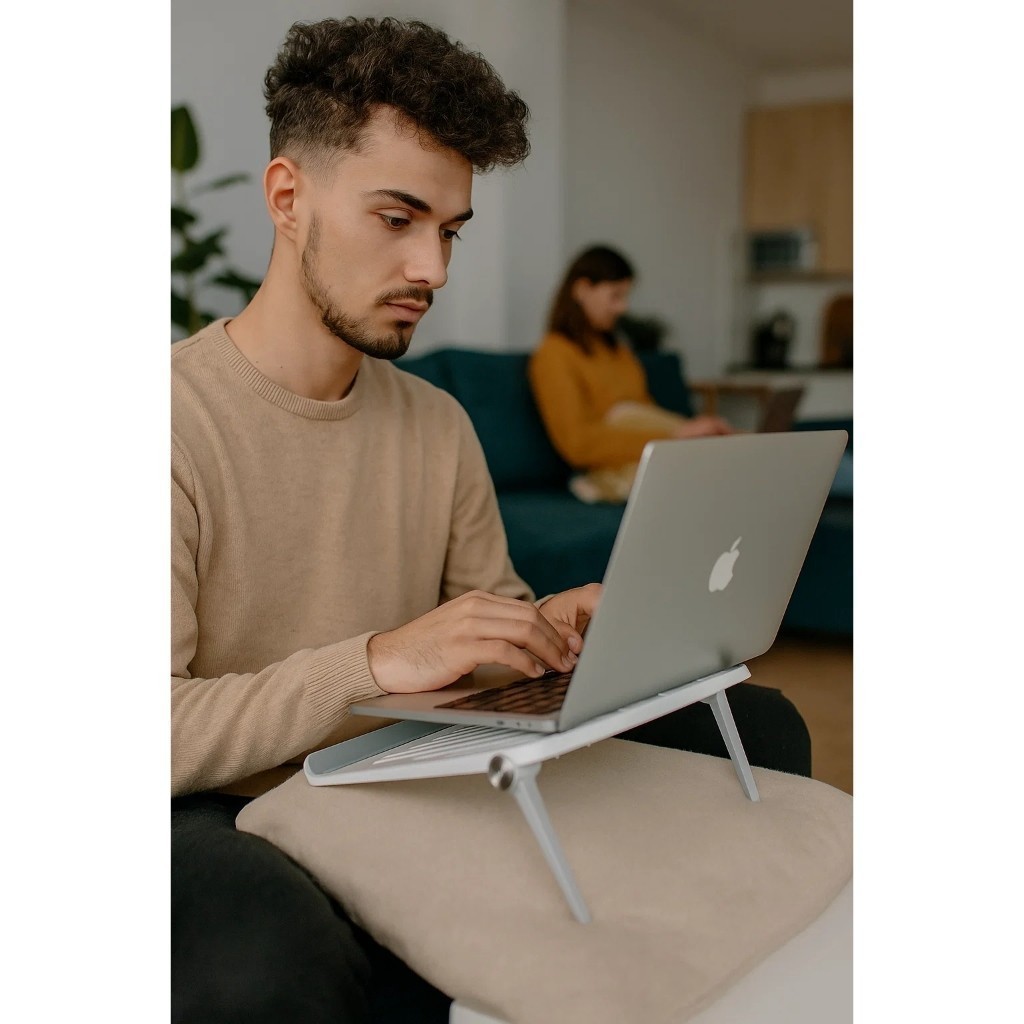 Suporte Notebook Branco Dobrável Ergonômico Mesa Inclinavel Laptop ...