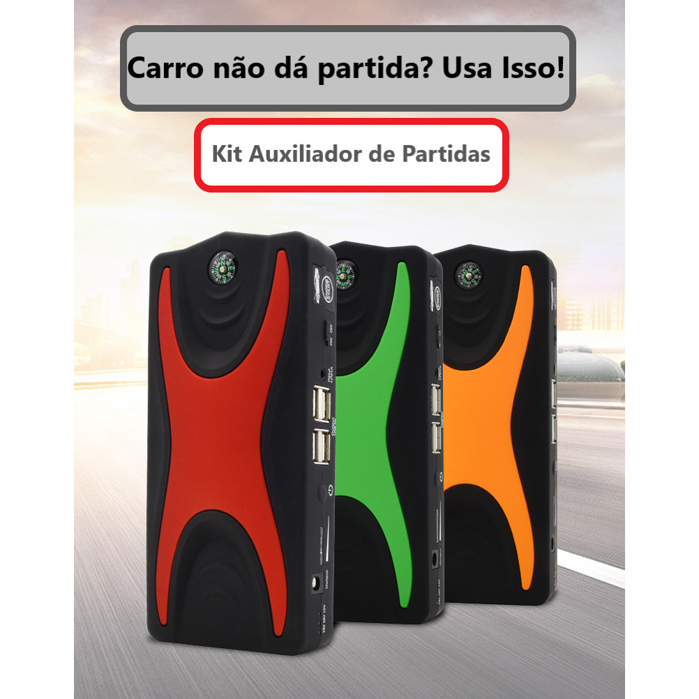 Auxiliador de Partida Com Bateria Portátil Compressor de Ar 12000mAh ...