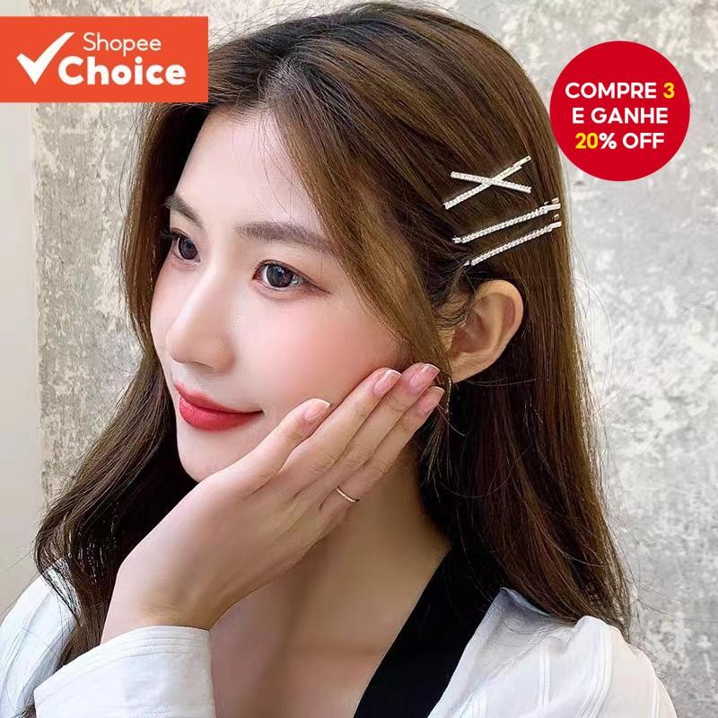 Grampo De Cabelo De Metal Coreano – Com Borda De Diamante Para Mulheres ...