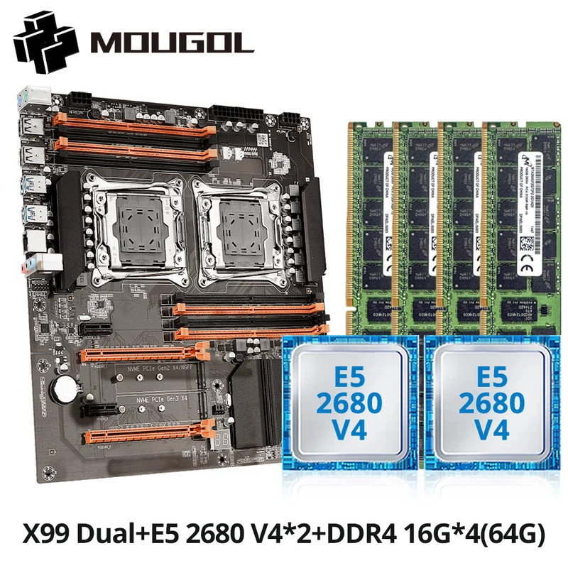 Conjunto de Placa-Mãe para Jogos MOUGOl X99 Dual CPU Intel Xeon E5 2680 ...