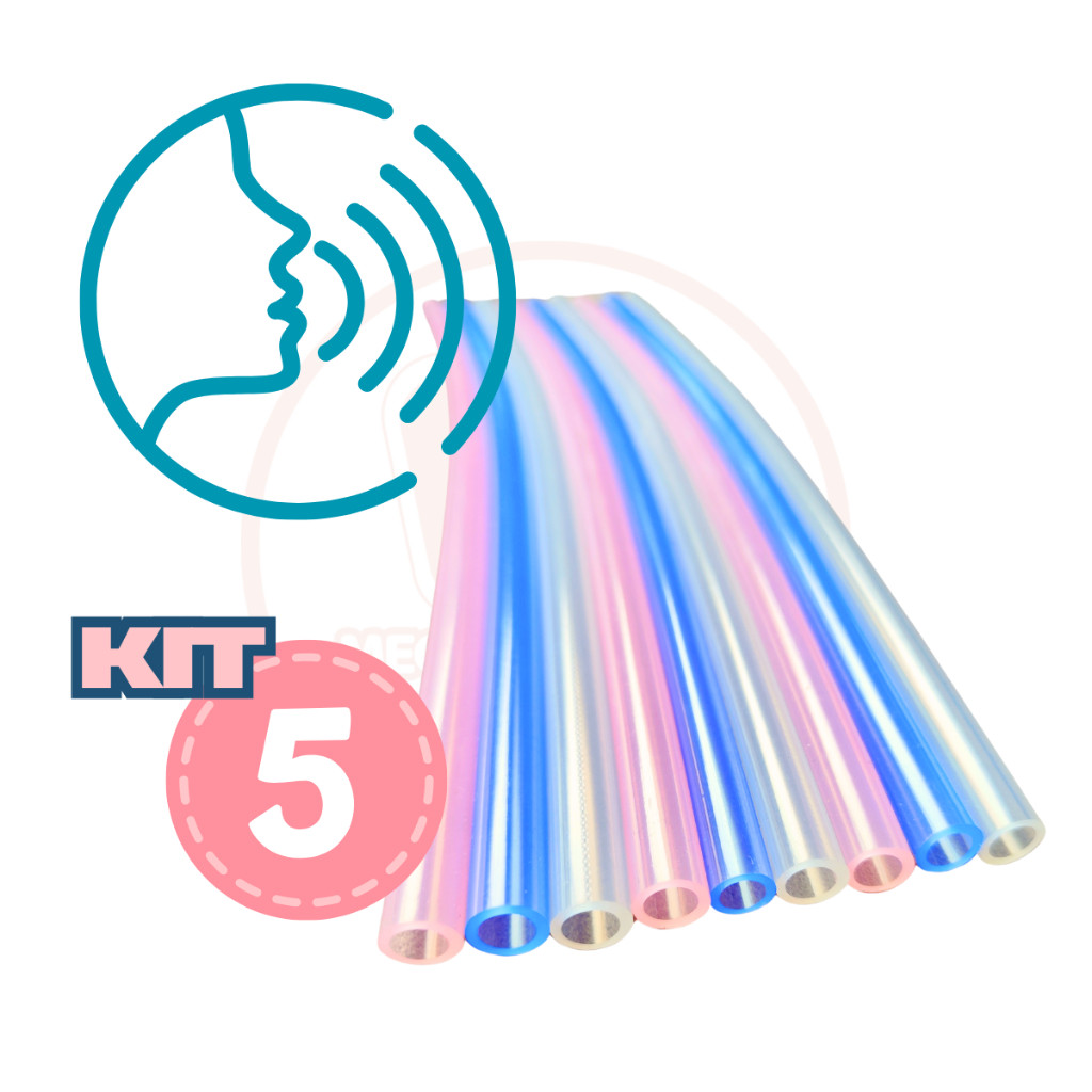 Kit 5 Tubo Ressonância Lax Vox Silicone Exercicio Vocal 35cm C/nf ...