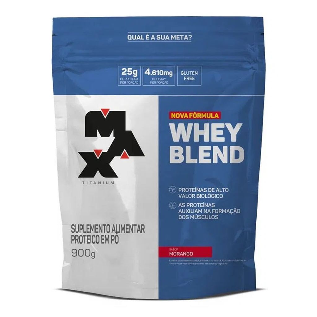 Whey Blend Nova Fórmula - 900g Refil Morango - Max Titanium | Shopee Brasil