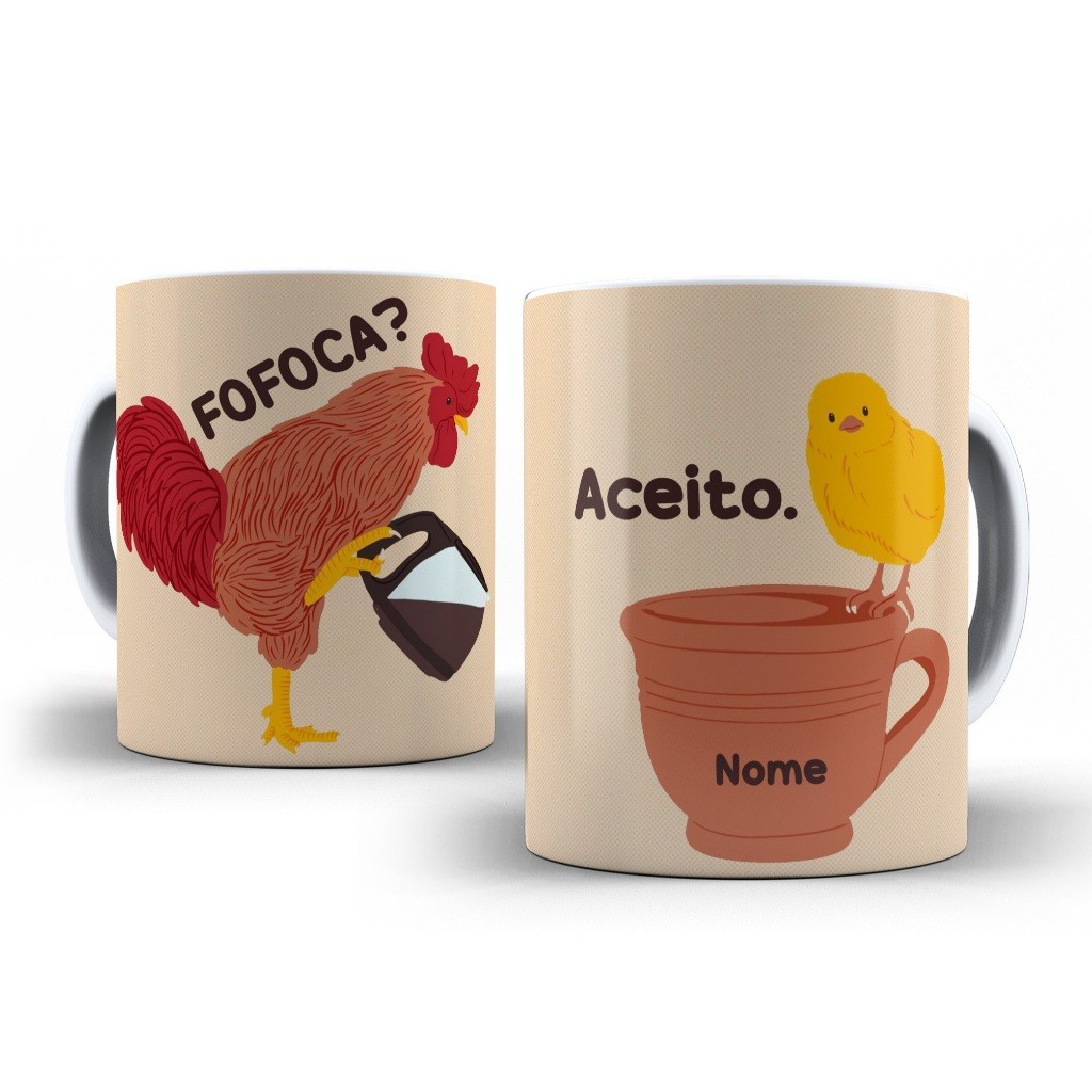 Caneca Fofoca Aceito Personalizada Galinha Engraçada Divertida Meme ...