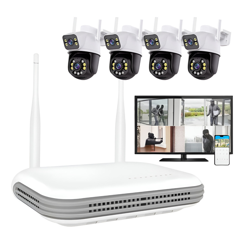 Sistema De Segurança Nvr + 4 Câmera Dupla de Monitoramento Visão ...