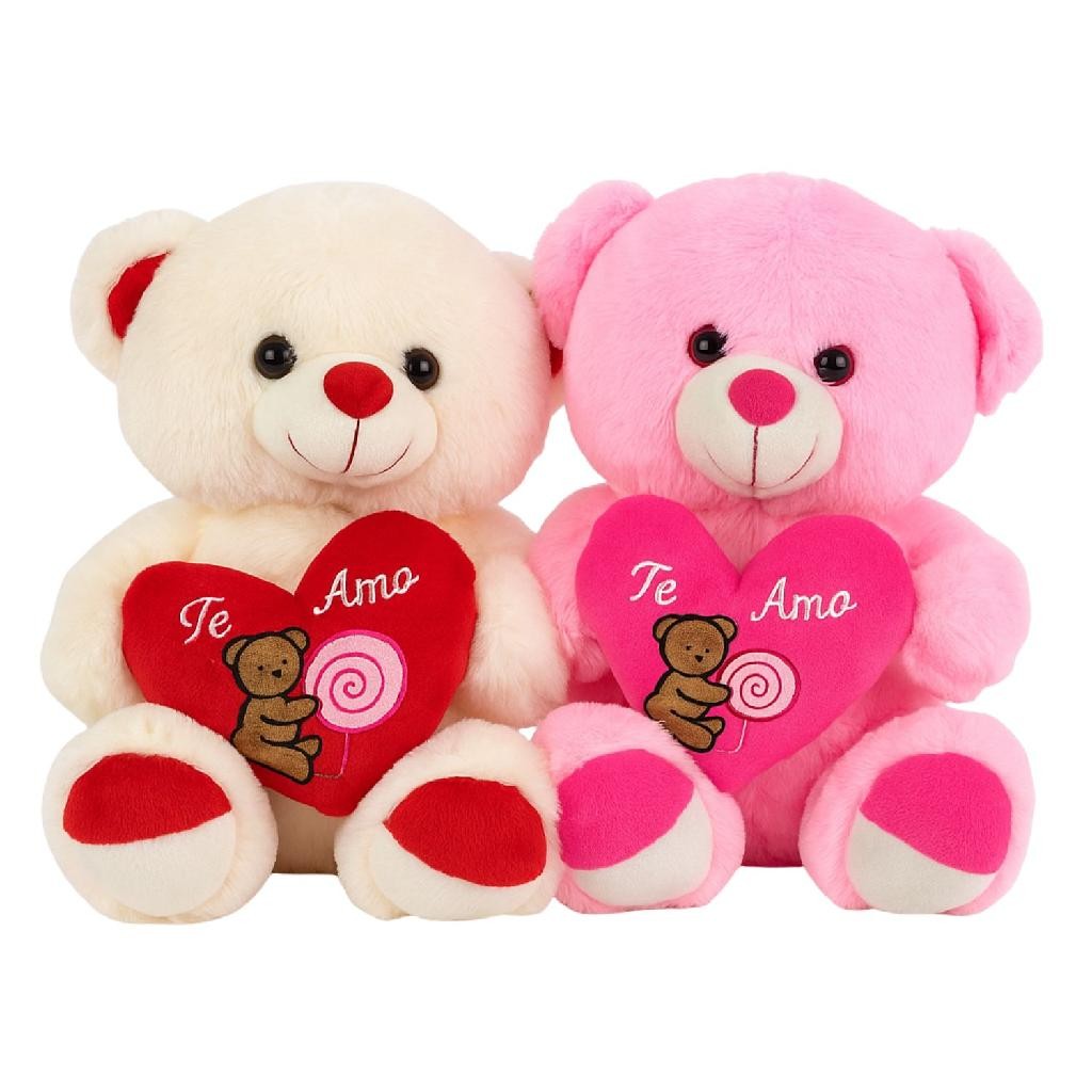 Ursinho De Pelúcia Baby Te Amo Urso Com Coração 27Cm Cores Modelos ...