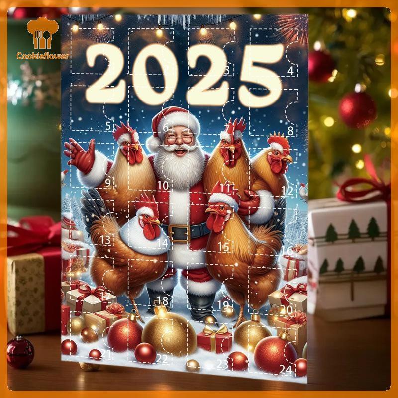 CKFR Calendário Do Advento 2025 Frango Com Chapéus De Papai Noel 2D ...
