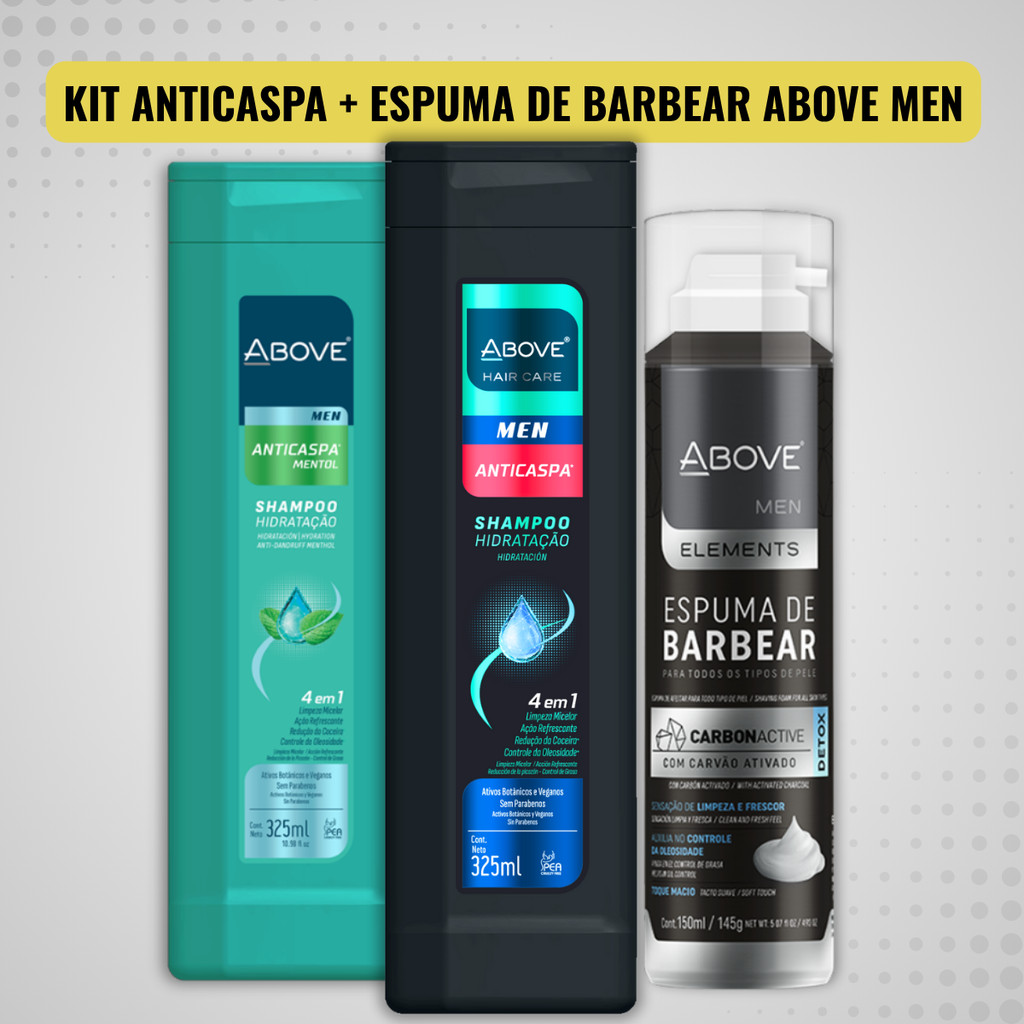 Kit Cuidados Masculinos Above Anticaspa e Espuma de Barbear | Shopee Brasil