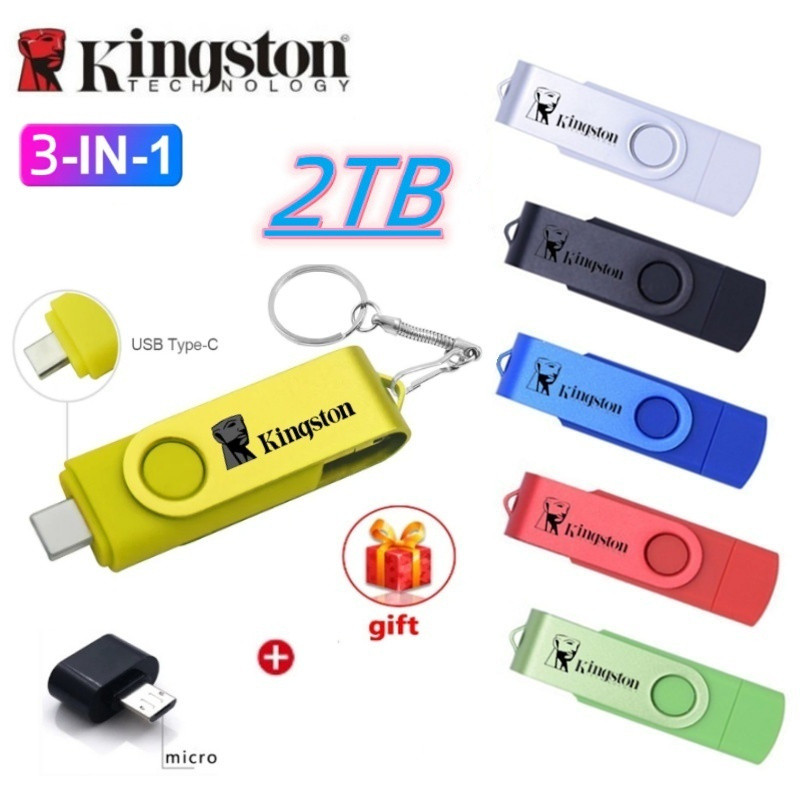 KINGSTON 2TB Flash Drive 3 Em 1 OTG USB Tipo C/Micro 1TB 512GB 256GB ...