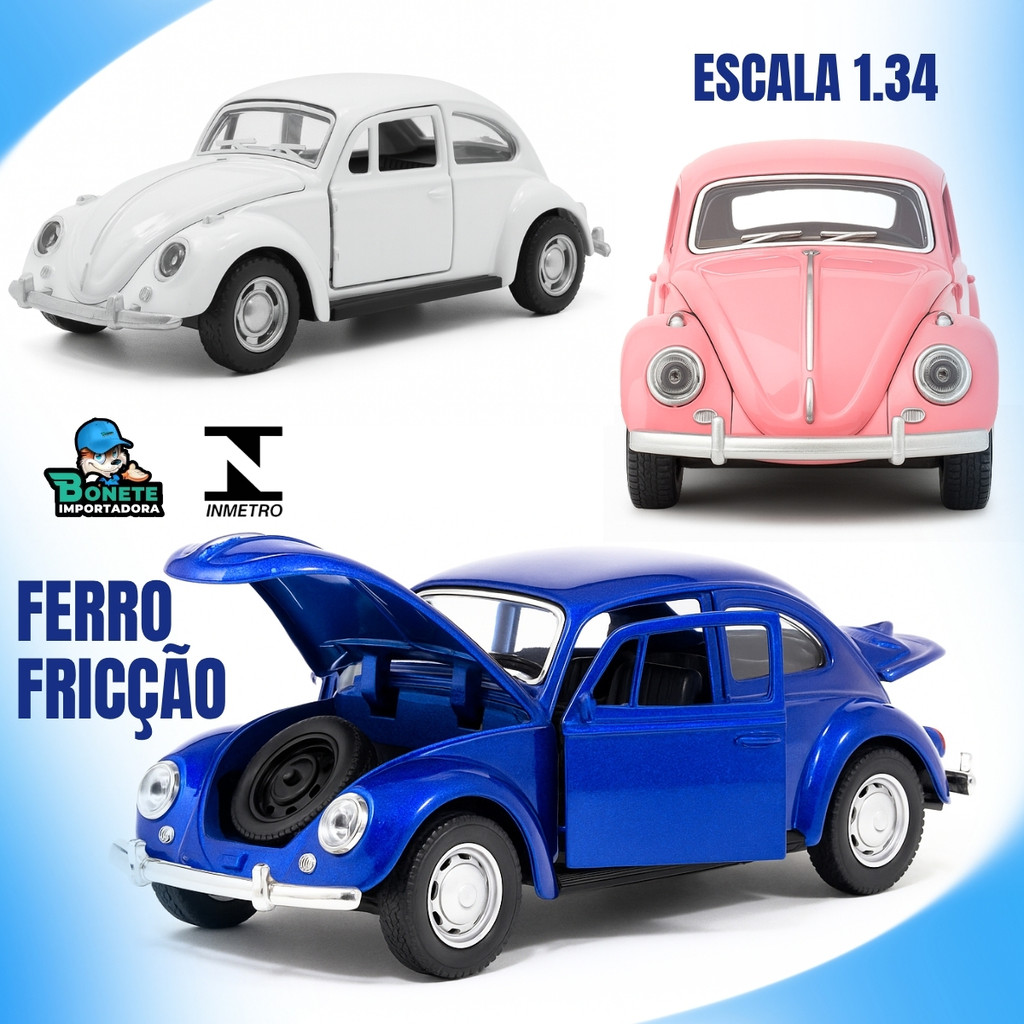 Miniatura Fusca Antigo Escala 1:34 – Modelo de Coleção com Aberturas ...