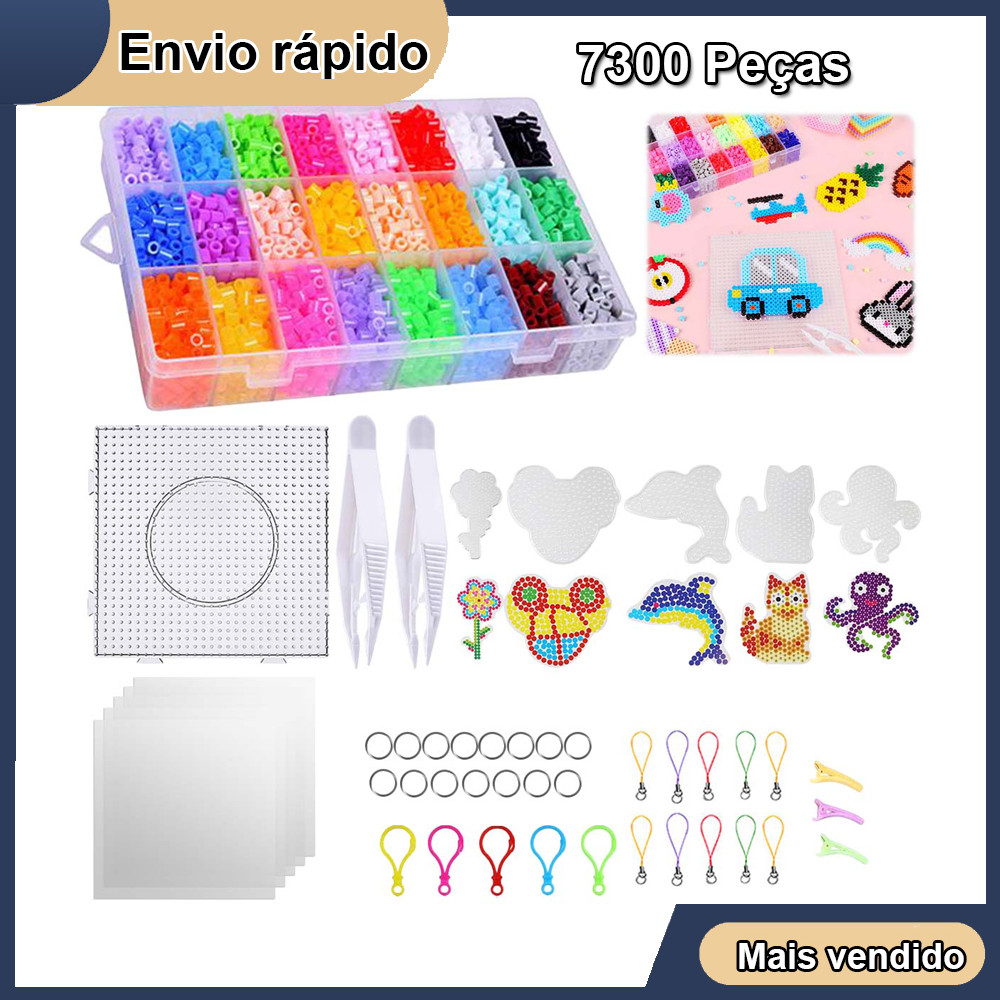 7300peças Perler Hama Beads 24cores/pixel art/perler beads kit ...