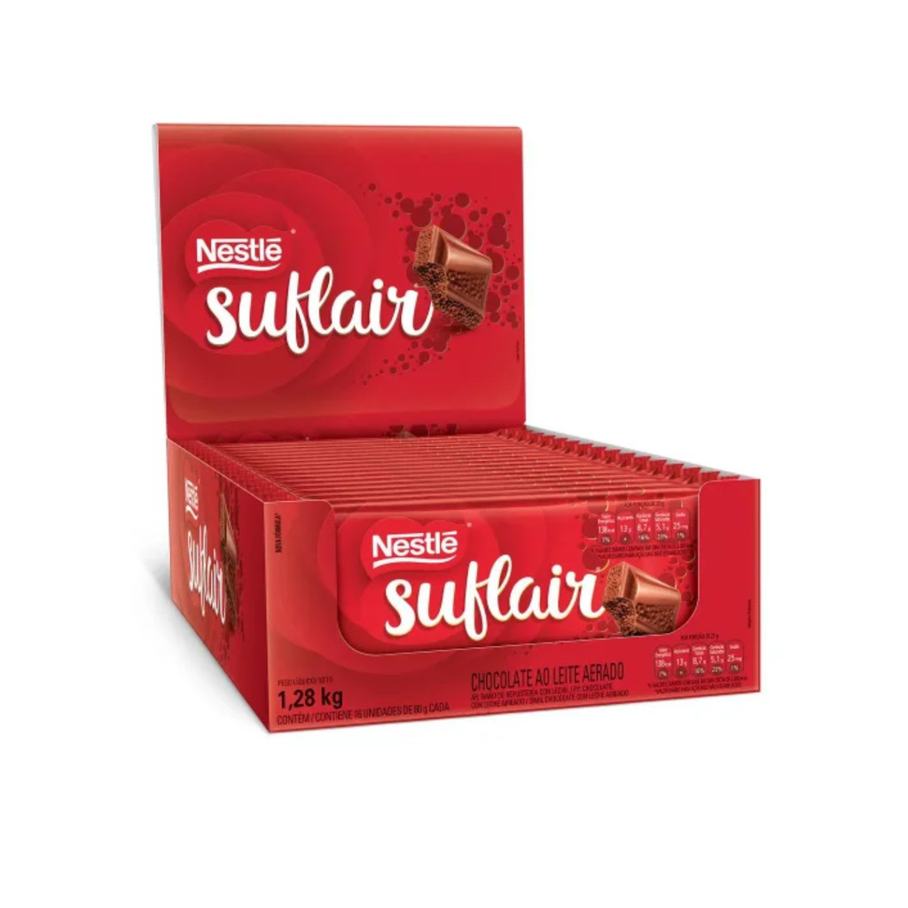 Display com 16 Chocolates Nestlé Suflair 80g Chocolate Aerado ao Leite ...